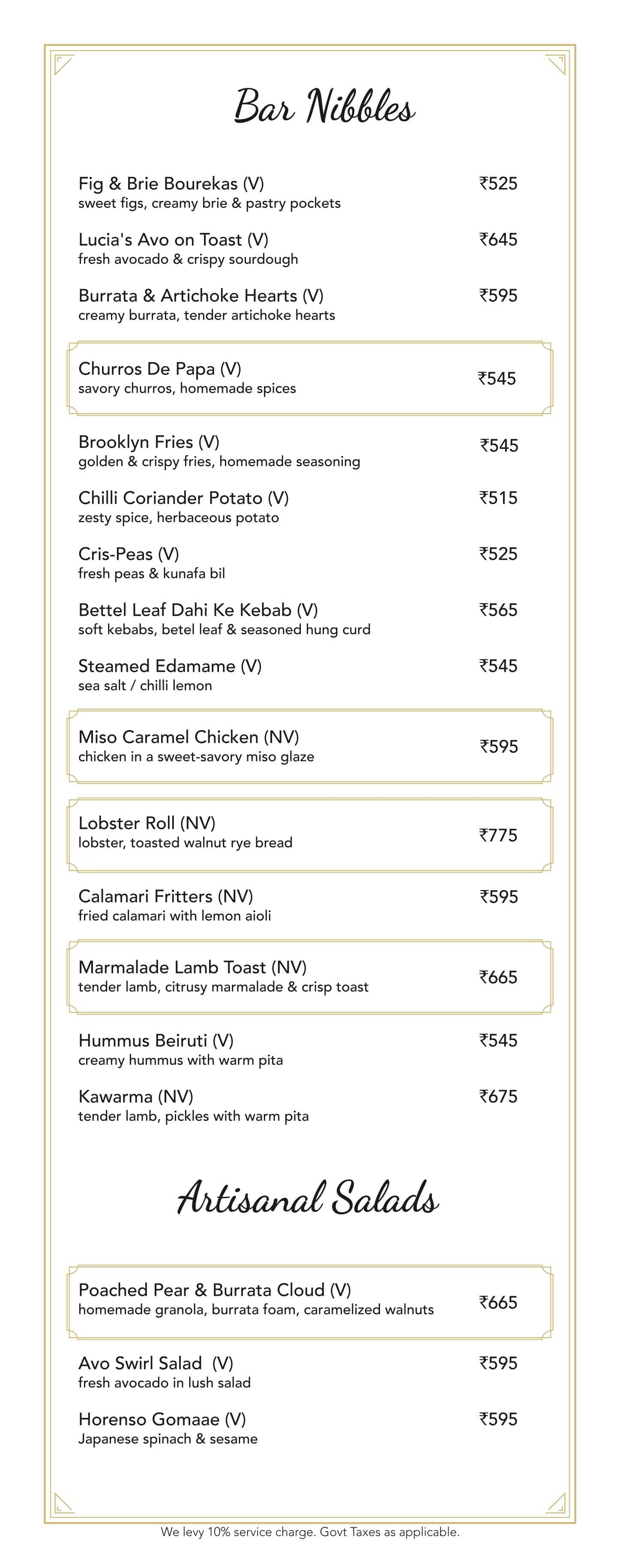 Menu of Lucia, Kalyani Nagar, Pune