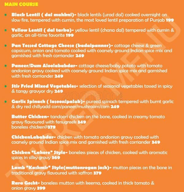 Menu at Cafe Oz, New Delhi, Khan Market