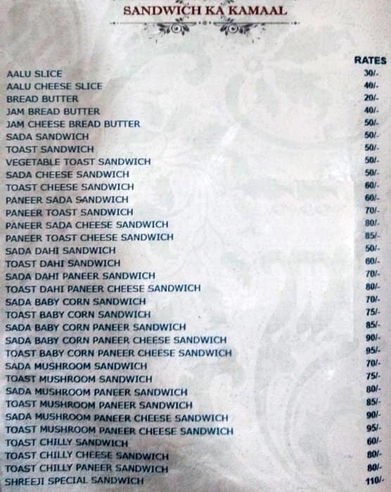 Menu at SHREEJI, Mira Bhayandar, Shop.No.1