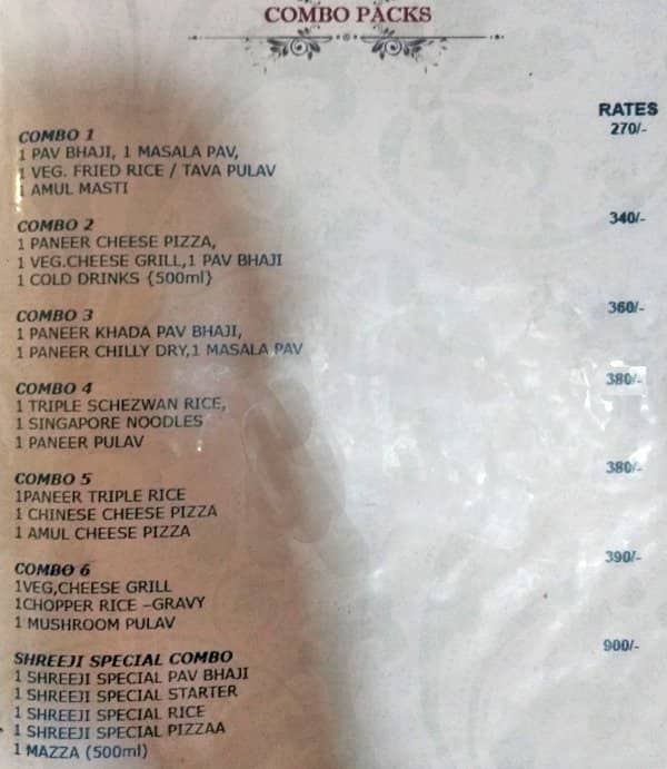 Menu at SHREEJI, Mira Bhayandar, Shop.No.1