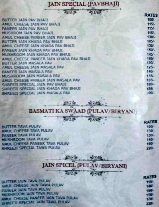 Menu at SHREEJI, Mira Bhayandar, Shop.No.1