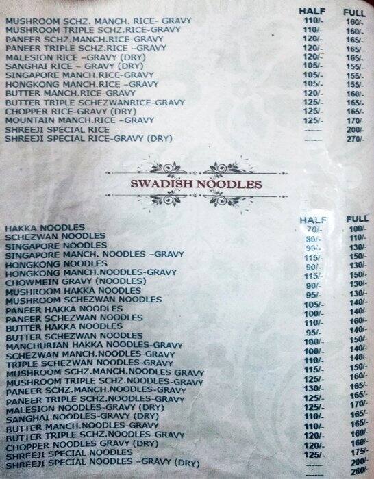 Menu at SHREEJI, Mira Bhayandar, Shop.No.1