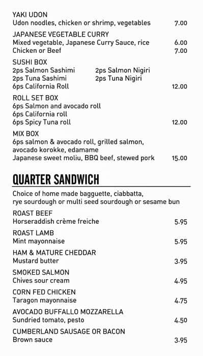 Menu at River Quarter Kitchen cafe, London