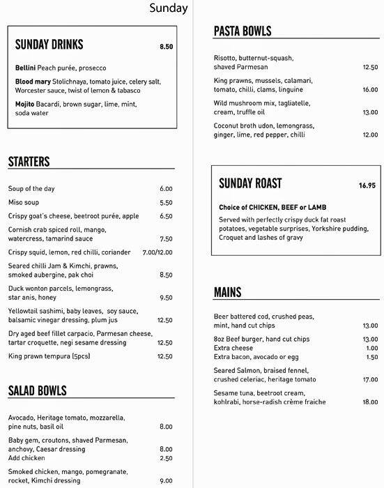 Menu at River Quarter Kitchen cafe, London