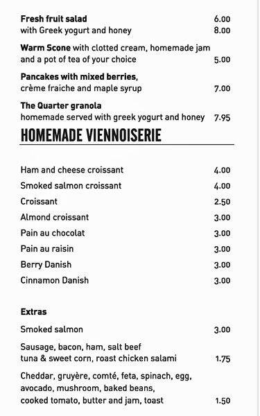 Menu at River Quarter Kitchen cafe, London