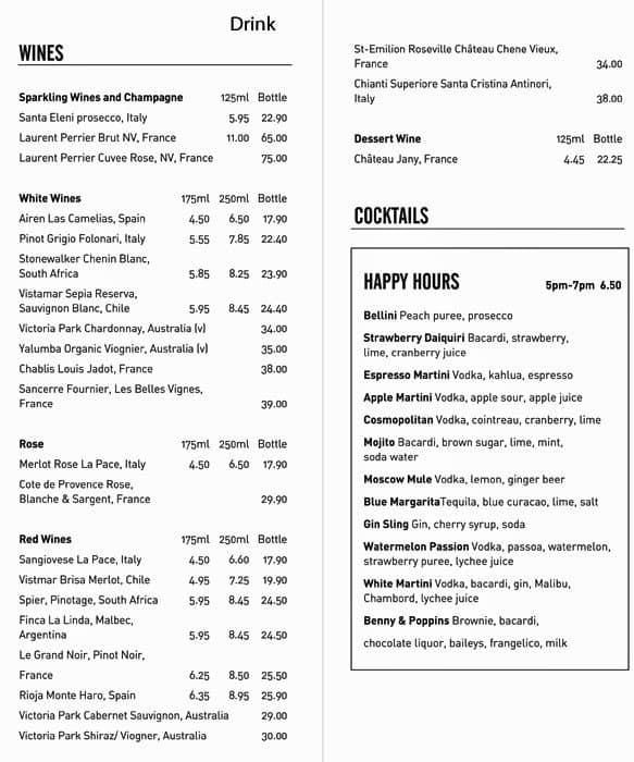 Menu at River Quarter Kitchen cafe, London