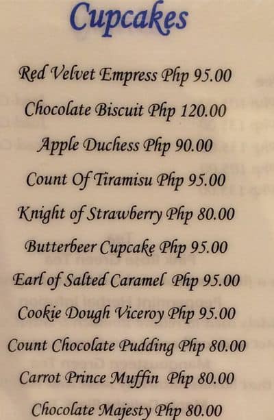 Menu at The Royal Touch cafe, Taguig