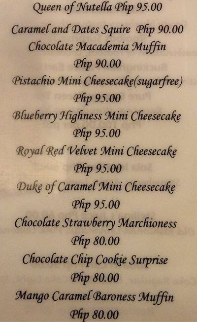 Menu at The Royal Touch cafe, Taguig