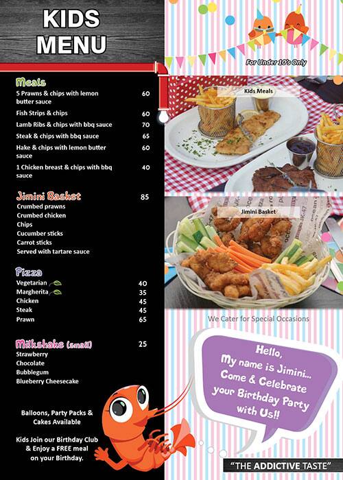 Menu at Jimmys Killer Prawns Norwood restaurant, Johannesburg, 107 ...