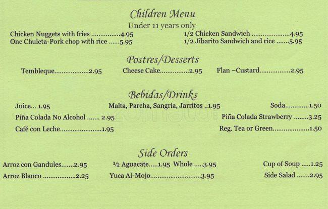 Menu at La Cocina Boricua De La Familia Galarza restaurant, Chicago