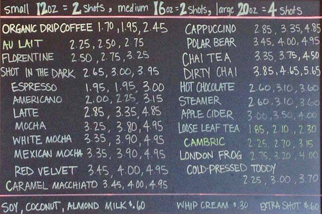 Menu at Red Frog Coffee pub & bar, Longmont