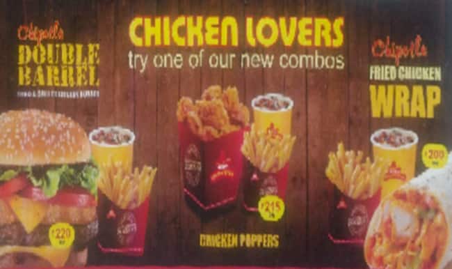 Menu at Mexico's Chicken Poppers, Hyderabad, Kapil Towers