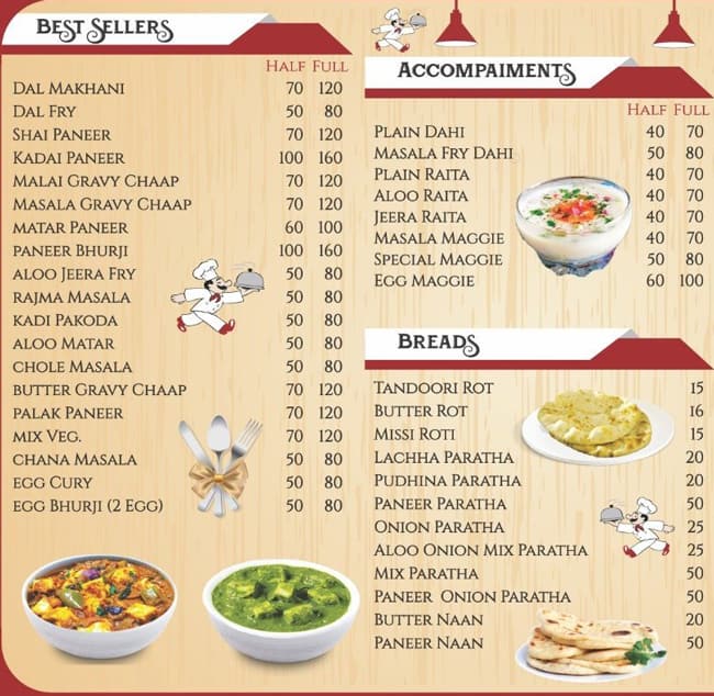 Menu of Baba Hotel, Dilshad Garden, New Delhi