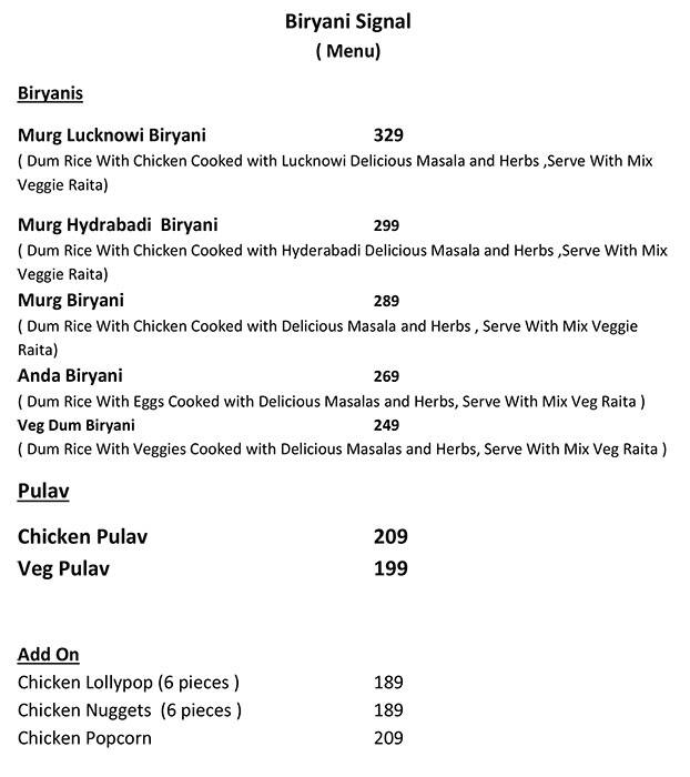 Biryani Signal Menu, Menu for Biryani Signal, Kharadi, Pune - Zomato