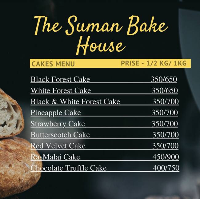 Menu of The Suman Bakery House, Sinhgad Road, Pune