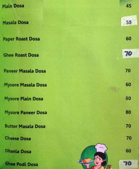Menu at Amma's Dosa, Bhubaneswar, Marcaria Food Court