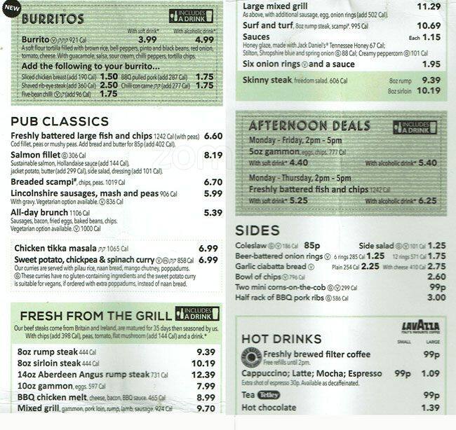 Menu at The Alfred Herring - JD Wetherspoon pub & bar, London, 316-322 ...