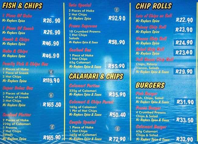 Fisherman's Lane Menu, Menu for Fisherman's Lane, Athlone, Cape Town ...