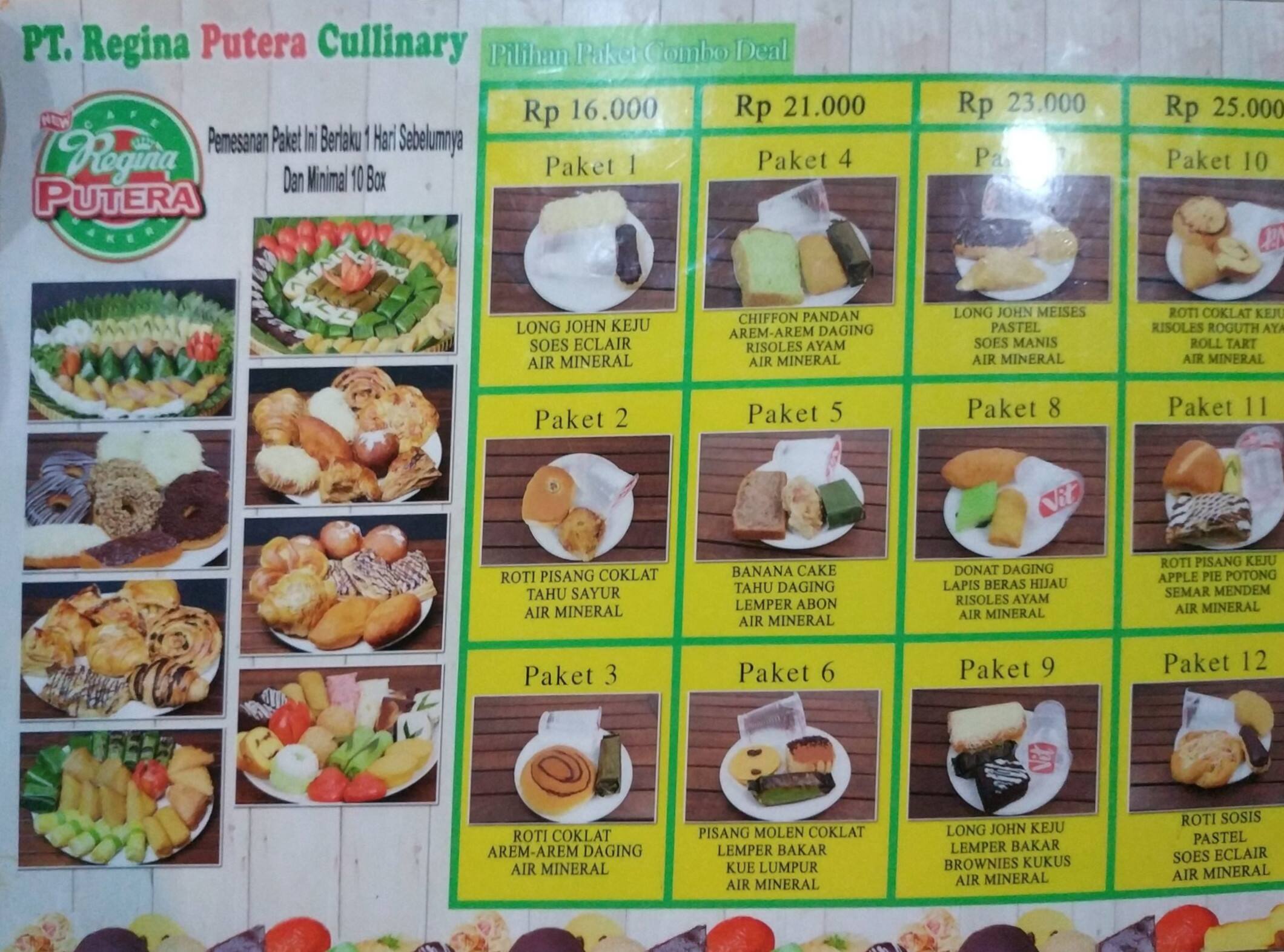 Menu at New Regina, South Jakarta