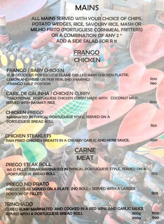 Menu at Ponta D'ouro Restaurant Mocambicano, Durban, Granada Square