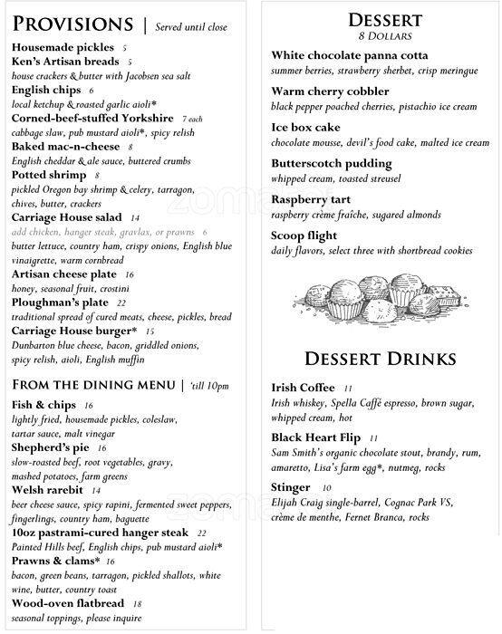 Menu at Raven & Rose pub & bar, Portland