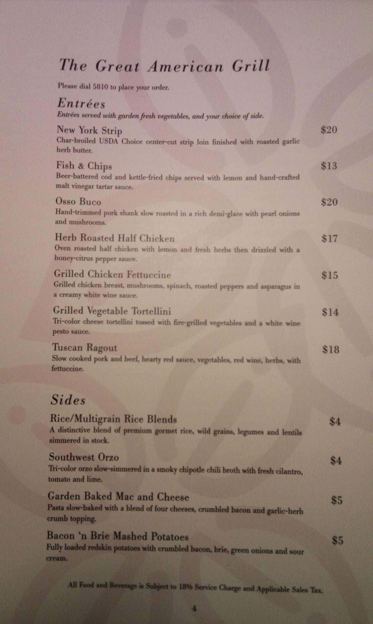 Menu at Great American Grill restaurant, Palm Coast