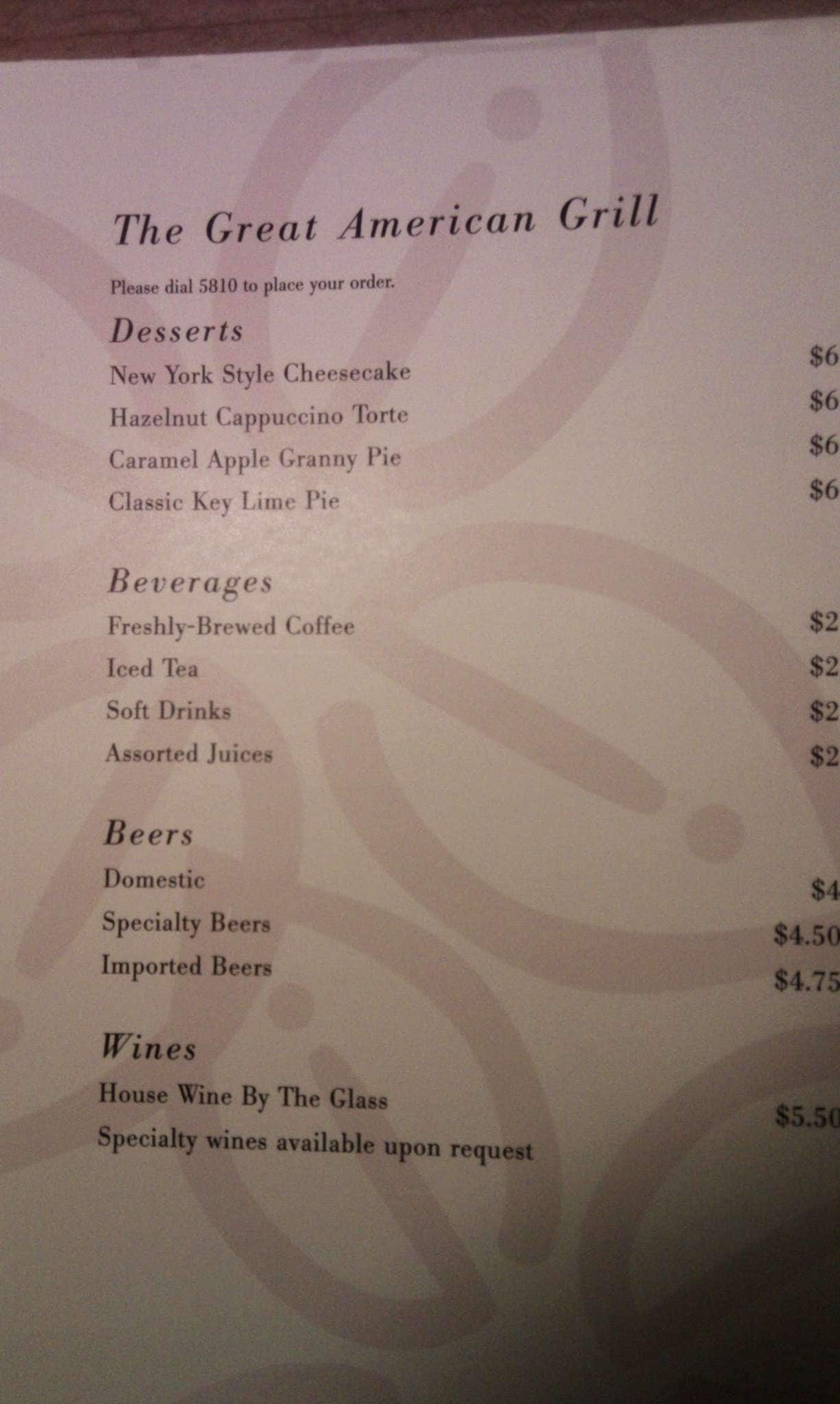 Menu at Great American Grill restaurant, Palm Coast