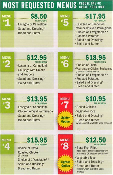 Menu at Palma Pasta restaurant, Mississauga, Semenyk Court