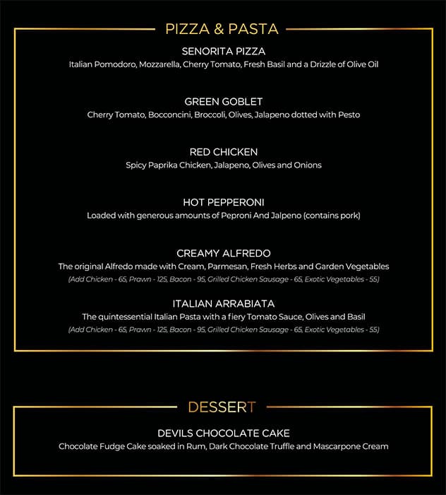 Menu at GYLT, Bengaluru, 22, Hennur Bagalur Main Rd