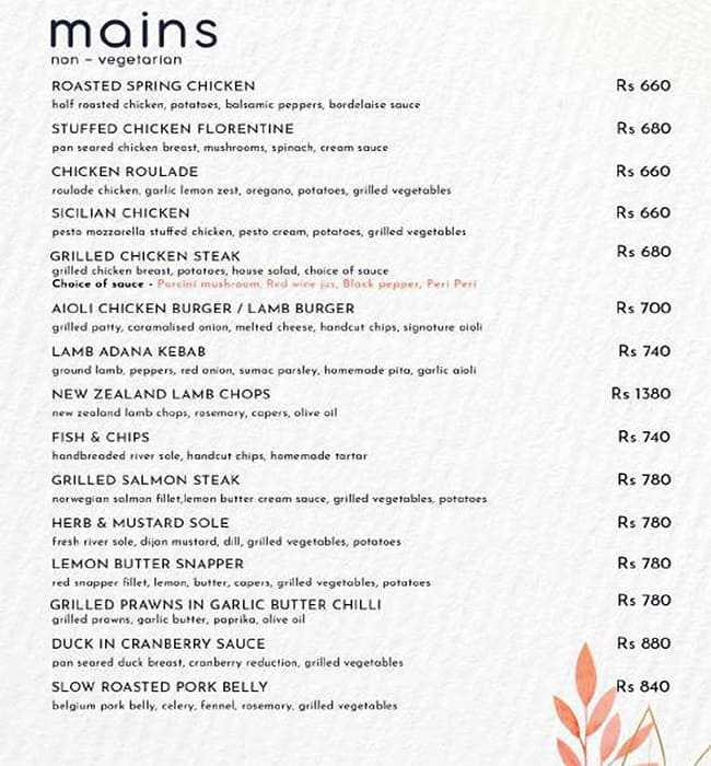 Menu at Aioli Bistro, New Delhi