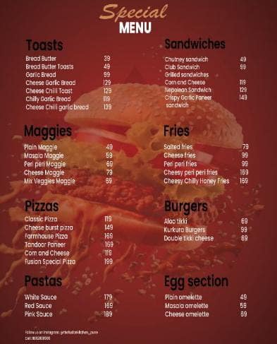 Menu of The Fusion Kitchen, Yerawada, Pune