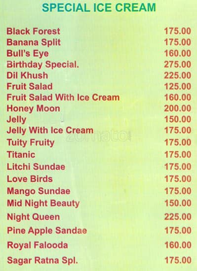Menu at Sagar Ratna, Faridabad, Ansal Plaza