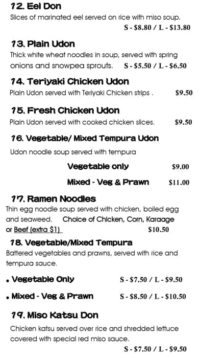 Menu at Taka restaurant, Perth, 150-152 Barrack St