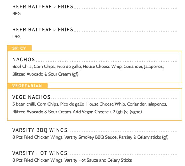 Menu at Varsity Burgers pub & bar, Northbridge