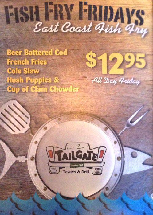 Menu at Tailgate Tavern & Grill pub & bar, Parker