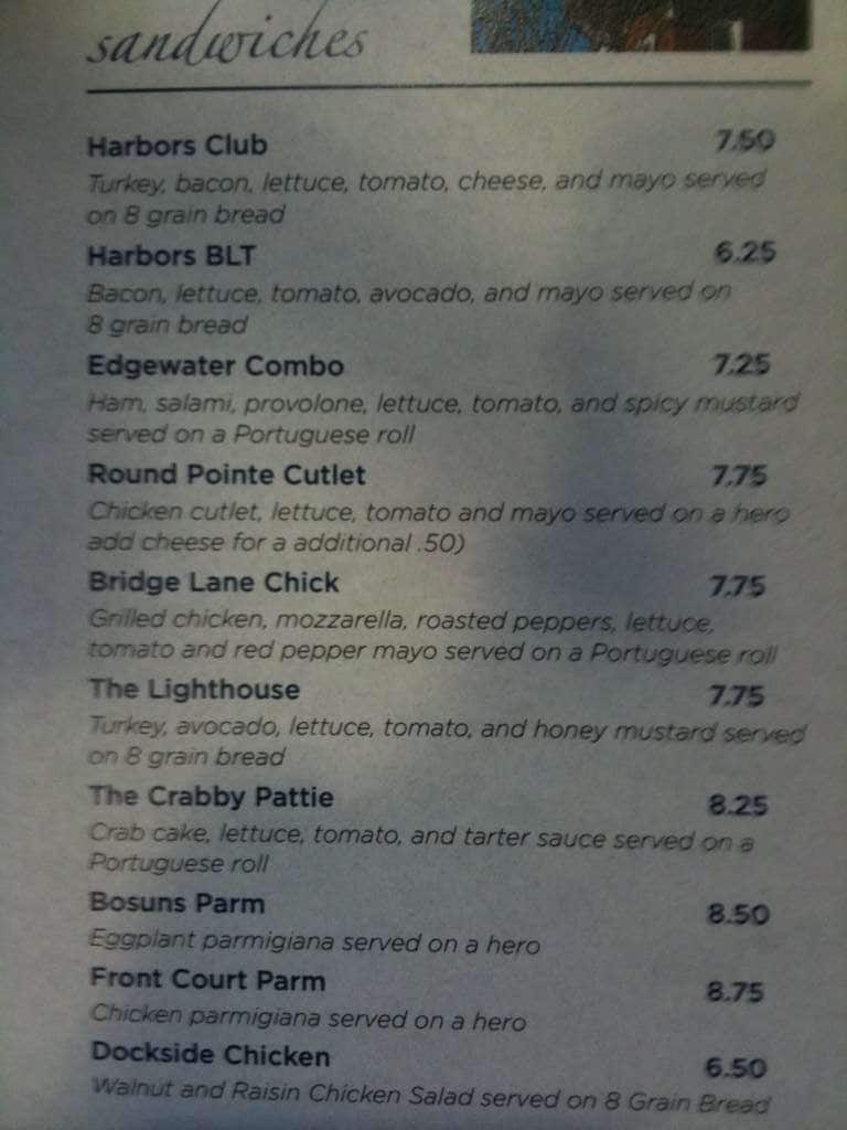 Menu at Harbors Cafe, Haverstraw, Round Pointe Dr