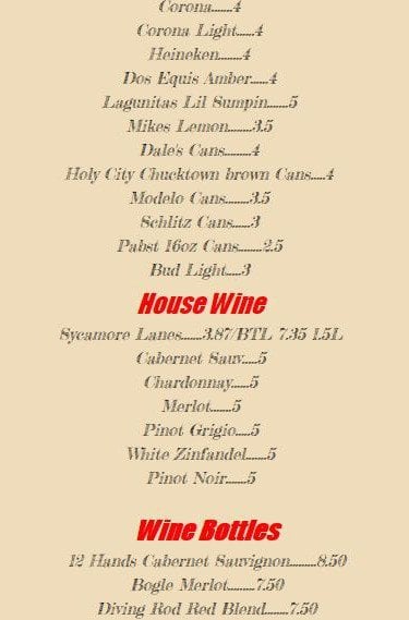 Menu at Hobo's restaurant, Fort Mill