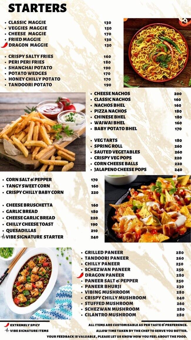 Menu at TVK (Hangout), Kolkata