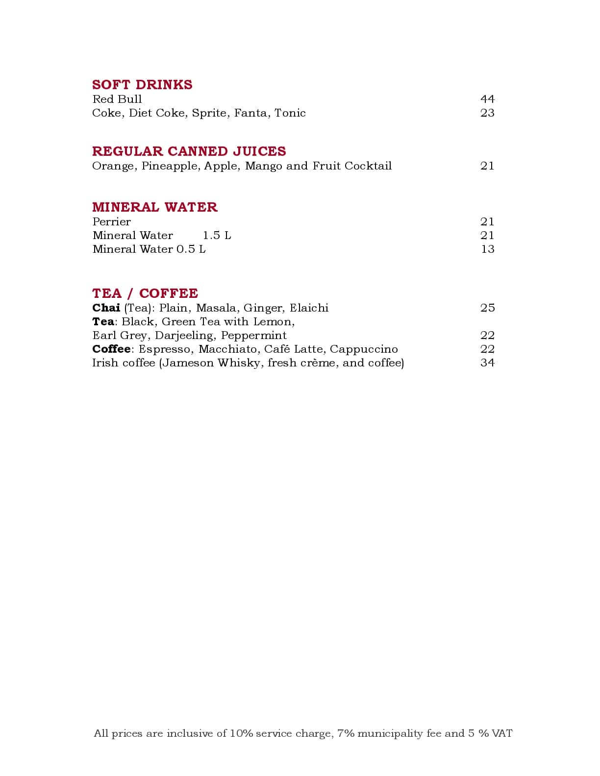 Menu at Antique Bazaar restaurant, Dubai