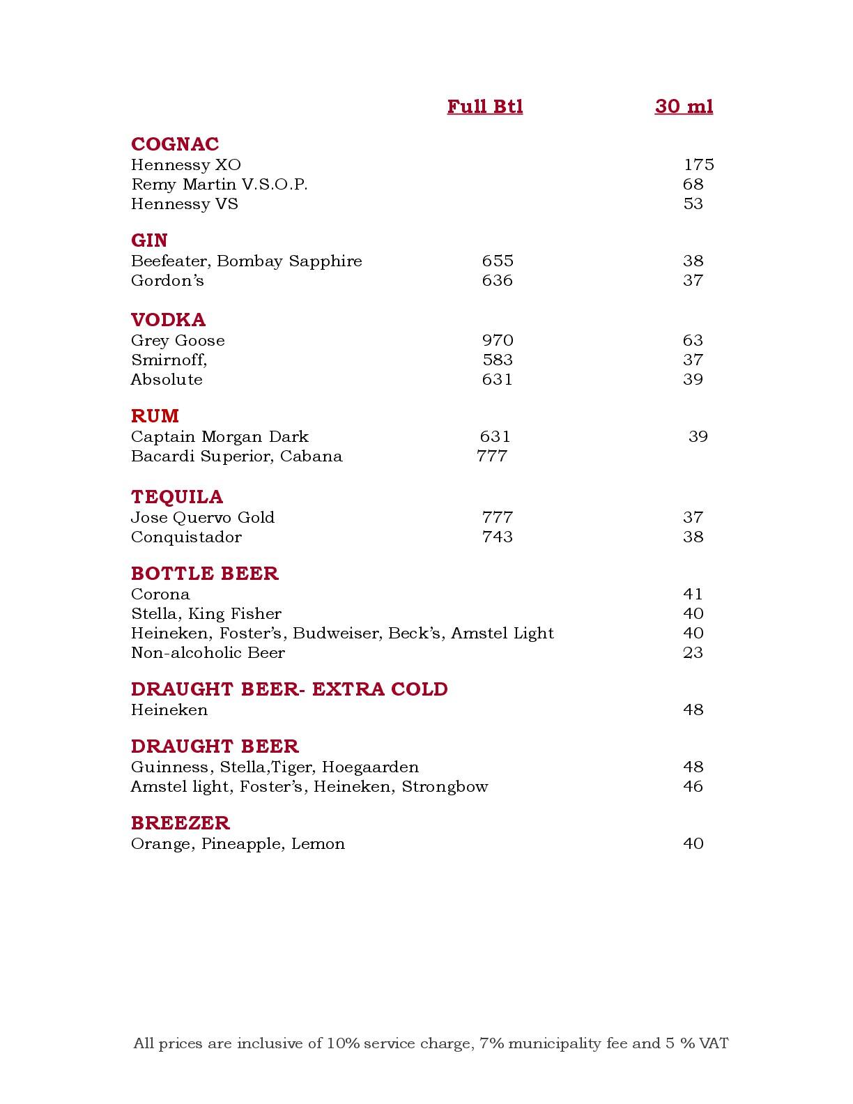 Menu at Antique Bazaar restaurant, Dubai