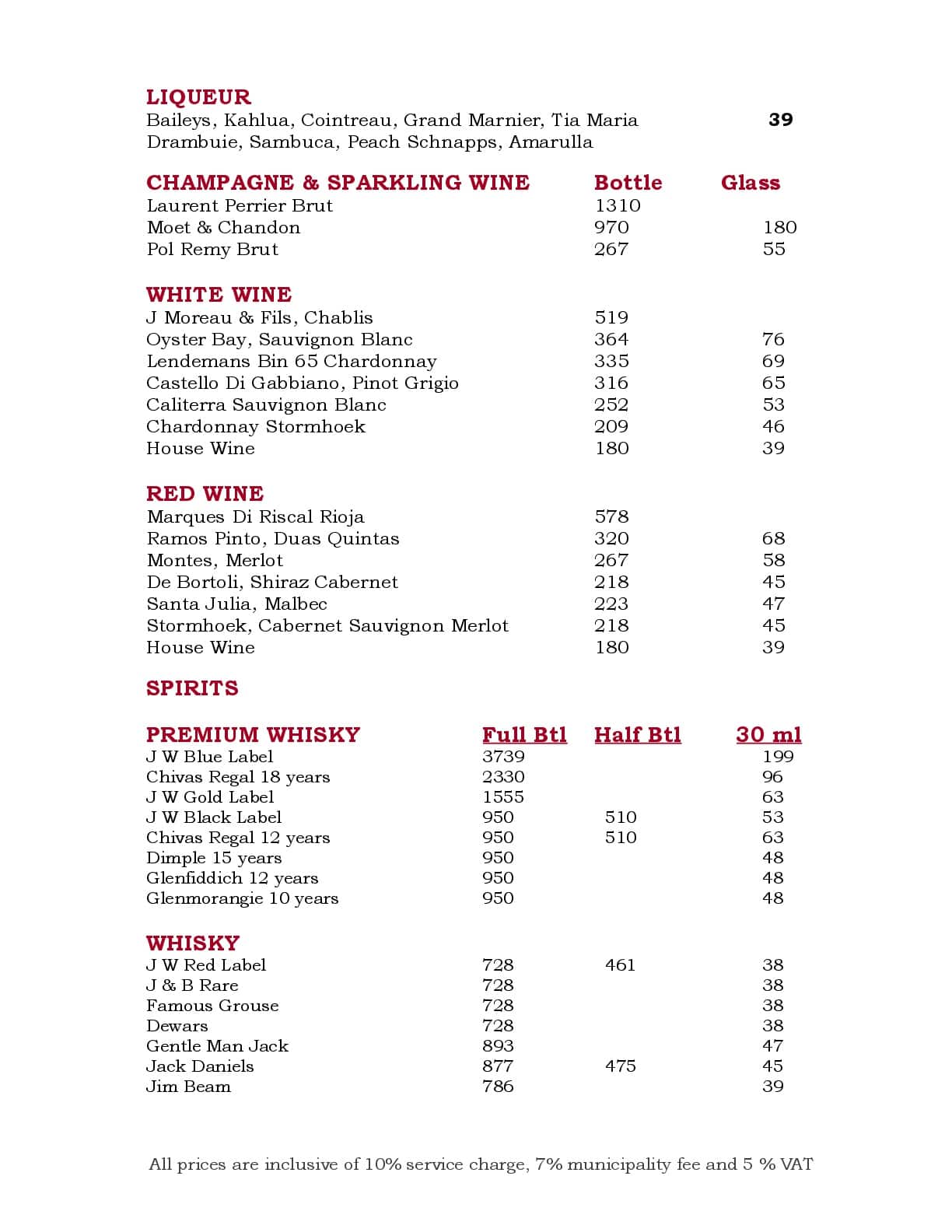 Menu at Antique Bazaar restaurant, Dubai