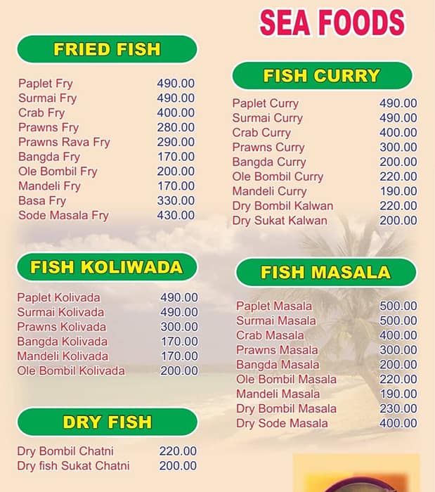 Menu of Hotel Sagar Kinara, Bhosari, Pune