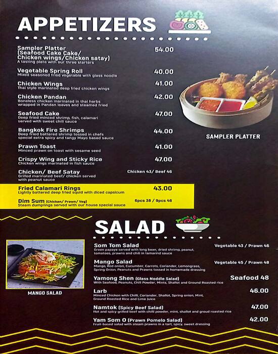 Menu at Go Thai restaurant, Dubai, Techno hub 2