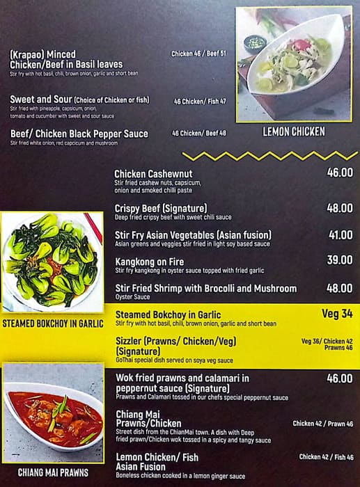 Menu at Go Thai restaurant, Dubai, Techno hub 2