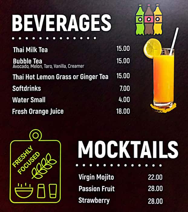 Menu at Go Thai restaurant, Dubai, Techno hub 2