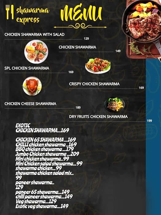 Menu of Shawarma Express, Gunadala, Vijayawada