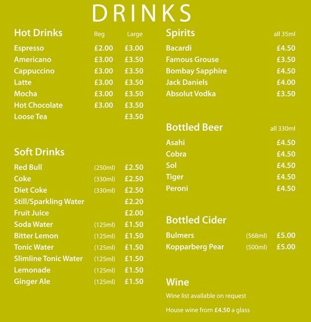 Menu at Stadium Bar Lounge and Terrace at Holiday Inn, London