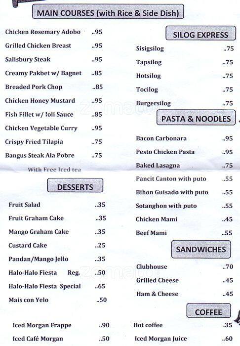 Carta de Mr Kababayan Restaurant, Ciudad Quezon