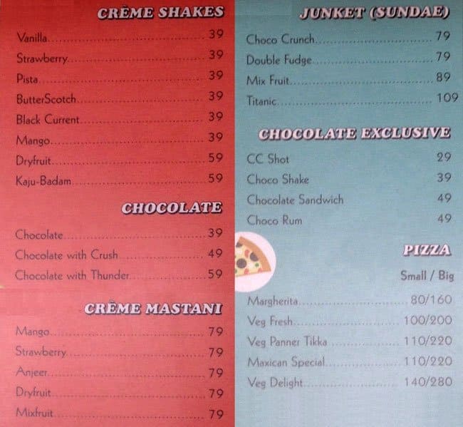 Menu at Cafe Nine, Pune, GX23+V4J