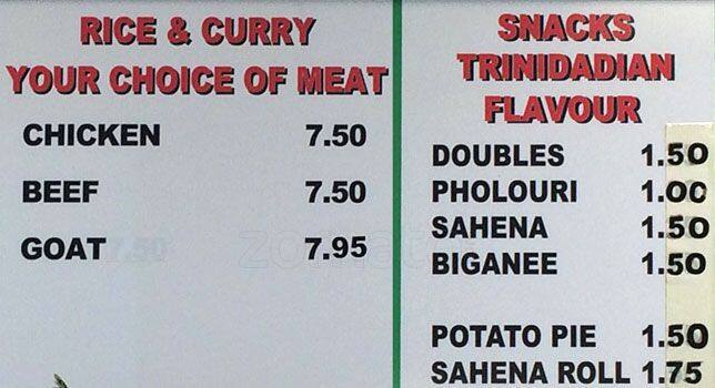 Menu at ACR Hot Roti & Doubles restaurant, Toronto